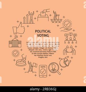 Politics and elections round poster. Political candidates and voting ...