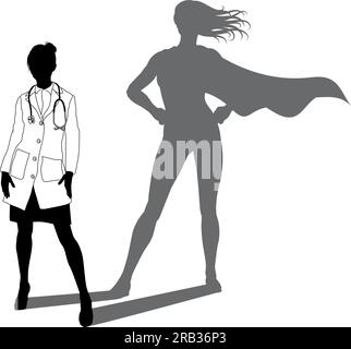 Superhero Doctor With Super Hero Shadow Silhouette Stock Vector Image ...