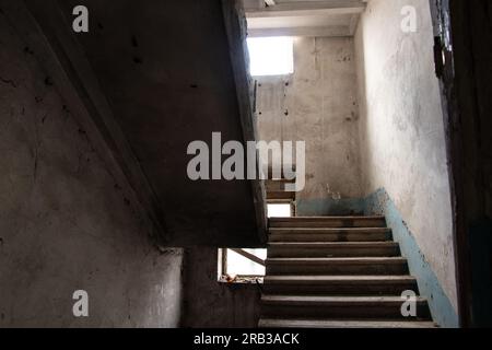 old abandoned unfinished building with stairs, abandoned house Stock ...
