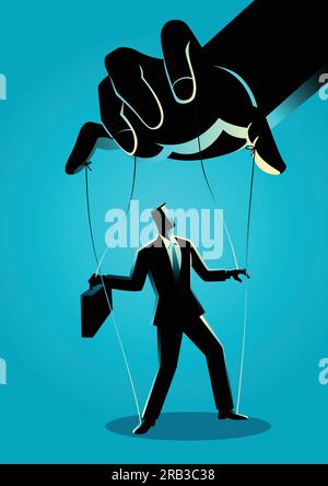 Business concept vector illustration of a puppet master controlling ...