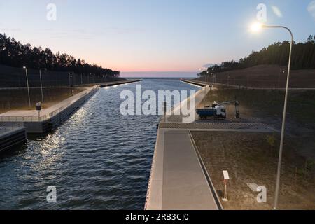 Vistula Spit canal connecting port of Elblag and Vistula Lagoon with ...