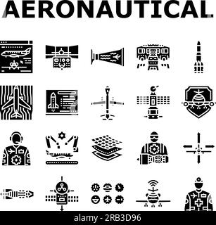 aeronautical engineer aircraft icons set vector Stock Vector Image ...