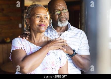 Thoughtful african american man and woman friends spending weekend ...