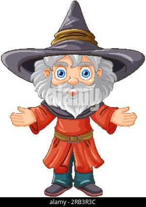 Old wizard wearing a hat with a long beard doodle coloring page for ...