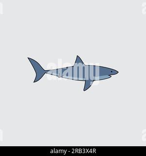 Great White Shark, Side View. Silhouette - Vector Stock Vector Image ...