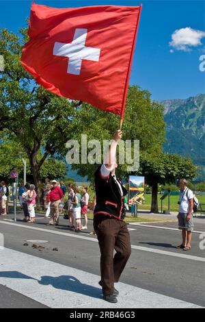 Flags of Interlaken, Switzerland and the Canton of Bern with the ...
