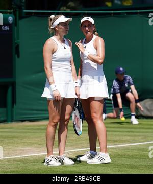 Alicia Barnett (left) and Olivia Nicholls during their Ladies Doubles ...