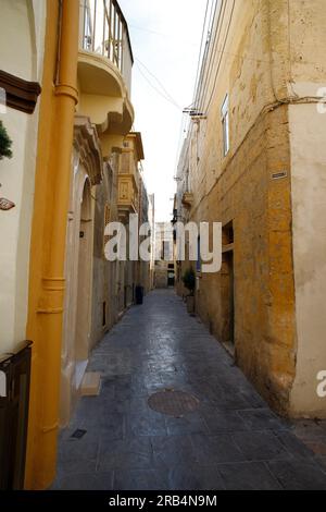 Characteristic alley of Ir-Rabat, Gozo, Malta, super-wide angle Stock ...