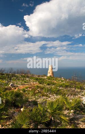 Landscape of the natural park of El Montgó in Denia, Alicante, in which ...