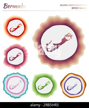 Bermuda logo. Badge of the island. Layered circular sign around Bermuda ...