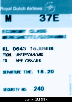 Boarding Pass. Fly From Amsterdam to Paris. Klm Stock Photo - Alamy