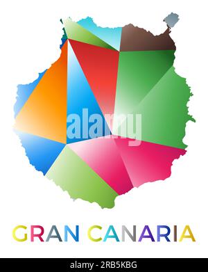 Gran Canaria Logo. Map of Gran Canaria with island name and flag. Cool ...