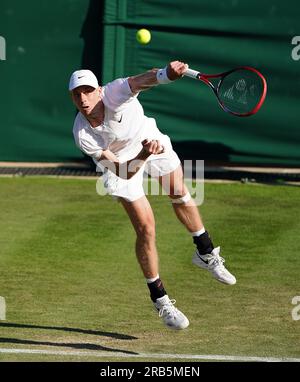 Denis Shapovalov in action against Novak Djokovic in the semi final ...