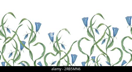 Watercolor bluebell flower bouquet. Card, postcard for the holidays of ...