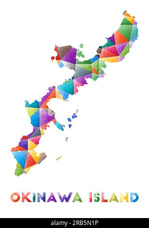Polygonal map of Okinawa Island. Geometric illustration of the island ...