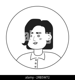 Serious caucasian woman with trendy bob haircut semi flat vector ...