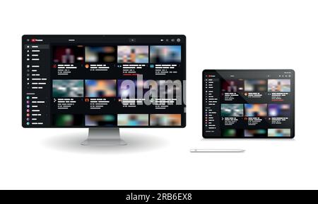 Web browser youtube video channel user interface page with search field ...