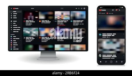 Web browser youtube video channel user interface page with search field ...