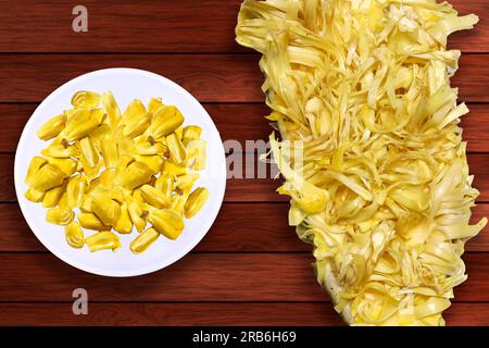 Ripe jackfruit peeled tropical fruit fresh from jackfruit tree ...