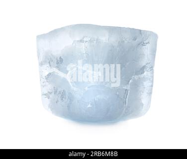 One crystal clear ice cube isolated on white Stock Photo - Alamy