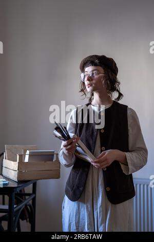 Art design creative work accessories tools supplies set, paint brushes ...