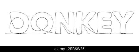 continuous single line drawing of a donkey, line art vector ...