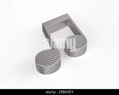 Holographic foil music note symbol on a white background. 3d ...