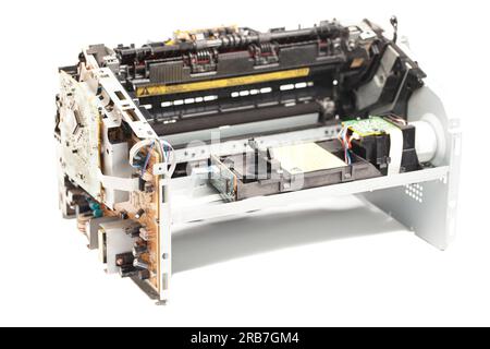 Disassembled laser printer isolated on white background Stock Photo - Alamy