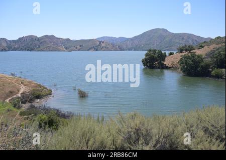Lake Piru reservoir located in Los Padres National Forest and Topatopa ...