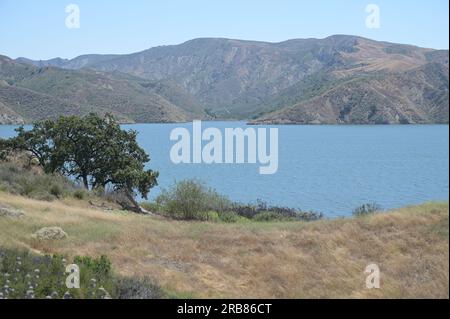 Lake Piru reservoir located in Los Padres National Forest and Topatopa ...