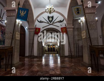 Statue of Skanderbeg in interior of Museum in Kruje (National hero ...