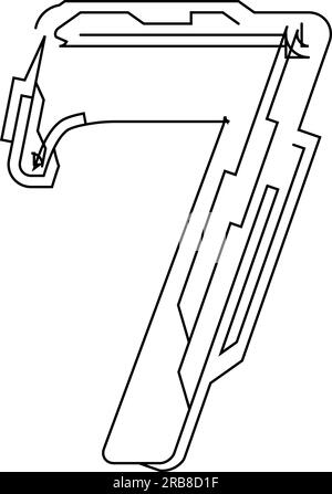 Number seven outline. Minimalist vector drawing. Single continuous line ...