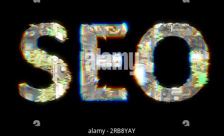 glitch and chromatic aberrations cybernetical text on black, isolated ...