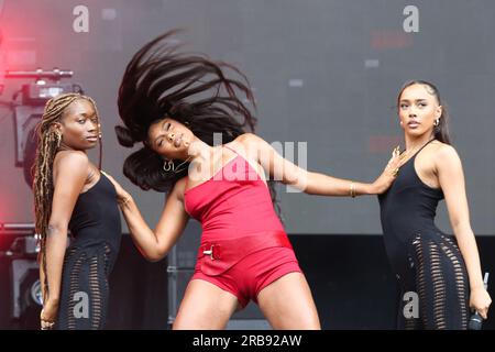 London, UK. July 8, 2023. Jorja Douglas of FLO performs at the Wireless ...