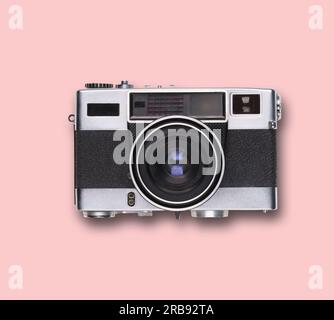 retro camera pink vintage on pink background Stock Photo - Alamy