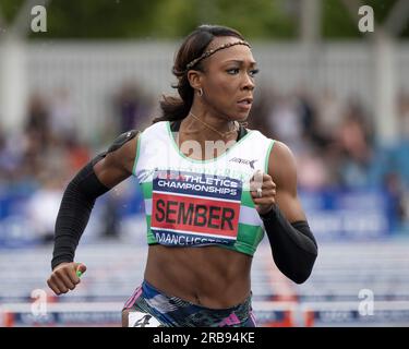 Cindy Sember on her way to winning the women’s 100m hurdles during the ...