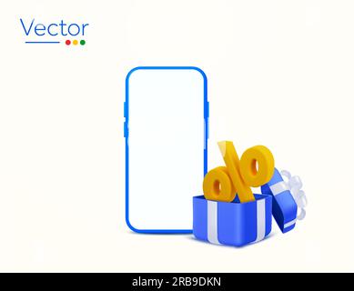 cellphone gift box online shopping market vector illustration Stock ...