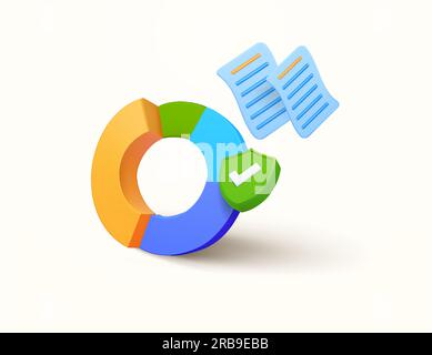 3d donut chart, wheel or pie chart, isolated on white background ...