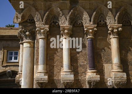 Architectural detail with Norman and Arabesque elements on the exterior ...