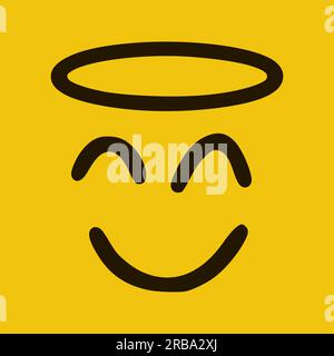 Happy holy emoticon in doodle style isolated on white background Stock ...