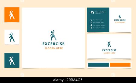 Exercise logo design with editable slogan. Branding book and business ...
