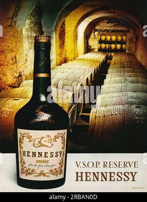 1960s magazine advertisement advertising Hennessy Cognac Stock Photo ...