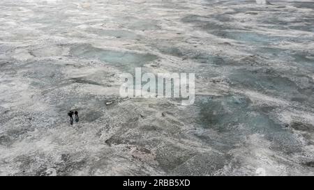Aerial of lake Tengiz, Korgalzhyn Nature Reserve, UNESCO heritage site ...