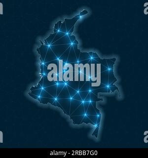 Network map of Colombia. Country digital connections map. Technology ...