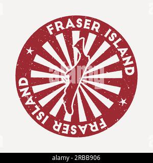 Fraser Island sticker. Travel rubber stamp with map shape, vector ...