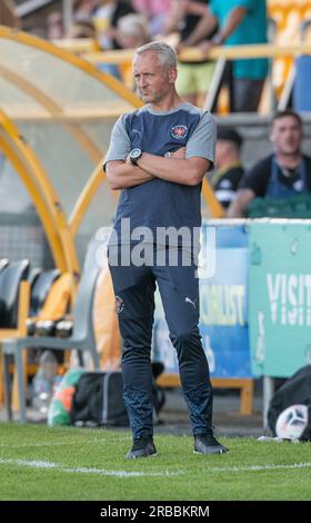 Neil Critchley head coach of Blackpool applauds the traveling fans ...