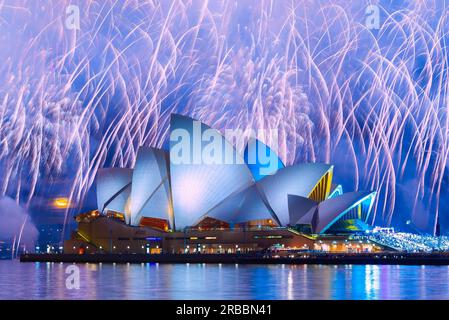 Large crowds gather to watch a fireworks show at Sydney Opera House in ...