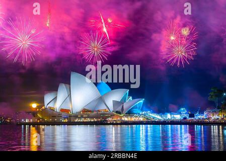 Large crowds gather to watch a fireworks show at Sydney Opera House in ...