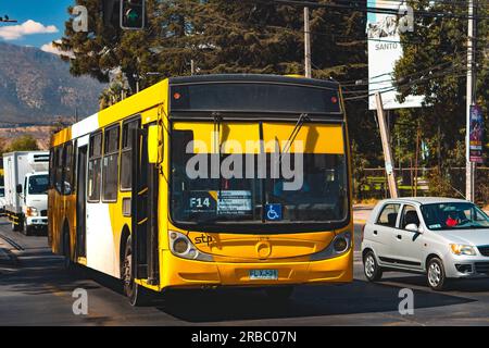 Santiago, Chile - March 24 2023: A public transport Transantiago, or ...