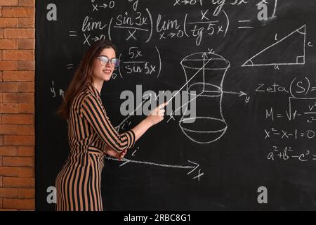 Female Math teacher conducting lesson in classroom Stock Photo - Alamy